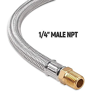Bbqzone Propane Hoses and Fittings rv Quick Connect, 12-inch Stainless Braided RV Propane Hose Connector, Type 1 Tank Connection, 1/4 Male NPT, 2-Pack
