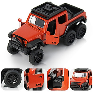 KIDAMI Diecast Toy Trucks 4 Pack Pull Back Toy Cars Openable Doors Off-Road Car Toys Birthday Gift for Boys and Toddlers (Original)