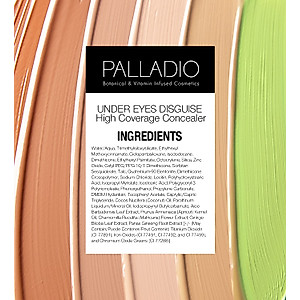 Palladio Full Coverage Concealer, Under Eyes Disguise, Creamy Face and Eye Concealer, Evens Skin Tone, Conceals Blemishes, Dark Circles and Fine Lines, Use with Concealer Brush, Toffee