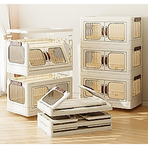 Finghin Storage Bins with Lids, Stackable Storage Bins, Plastic Storage Containers Box, Large Collapsible Storage Drawers for Bedroom Closet Organizers