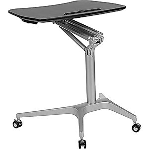 Flash Furniture Gia Mobile Sit-Down, Stand-Up Black Computer Ergonomic Desk with 28.25"W Top (Adjustable Range 29" - 41")