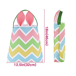 Ivenf Easter Egg Hunt Basket Bag: 3ct Cute Pink Blue Green Easter Bunny Ears Gift Bag for Easter Basket Egg Hunt Games, Kids School Home Office Party Supplies, Spring Decorations