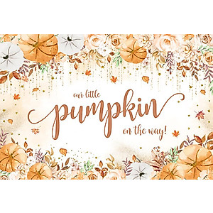Aprophic Pumpkin Baby Shower Backdrop Fall Baby Shower Decorations Banner Our Little Pumpkin is On The Way Thanksgiving Baby Shower Background Photo Booth Studio 7x5ft