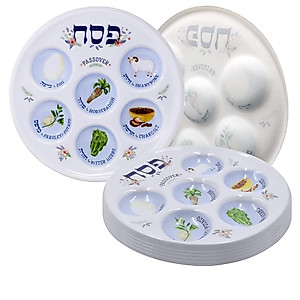 The Dreidel Company Passover Seder Plate Deluxe Quality Plastic 10" Disposable Plates (10-Pack)