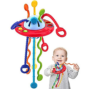 Montessori Toys for 1 Year Old Boy Gifts - Baby Toys 12-18 Months Silicone Pull String Toys for 1 Year Old Girl Gifts Travel Toys Sensory Toys for Toddlers 1-3 1st One Year Old Boy Birthday Girl Gifts