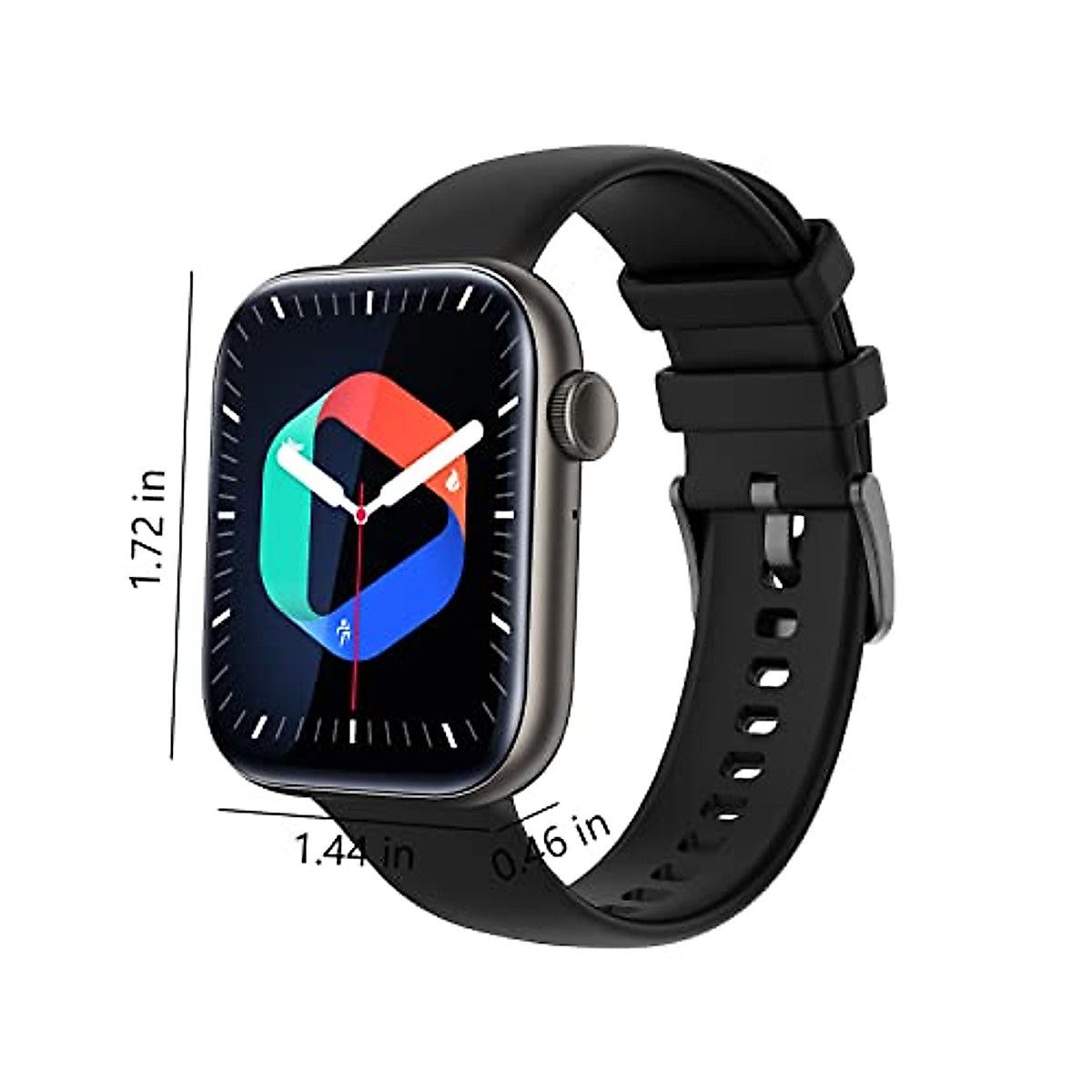 1.8" Full Touch Screen Smart Watch for Android & iOS Phones with Heart Rate & Blood Oxygen Monitor IP67 Waterproof, Multiple Sport Modes, Voice Assistant, Fitness Smart Watch for Women Men (Black)