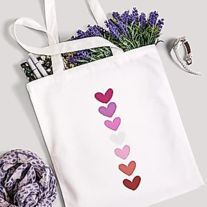 HEART LINE DESIGN, Reusable Tote Bag, Lightweight Grocery Shopping Cloth Bag, 13” x 14” with 20” Handles