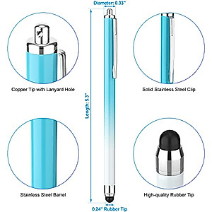 CFDXK Stylus Pens for Touch Screens，3-Pack Capacitive Stylus Compatible for iPad iPhone Tablets Samsung Galaxy with 12 Extra Replaceable Tips (Pink, Blue, Purple)