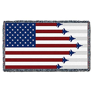 Pure Country Weavers US Air Force - Fighter Jets American Flag Blanket - Gift Military Tapestry Throw for Back of Couch or Sofa - Woven from Cotton - Made in The USA (61x36)