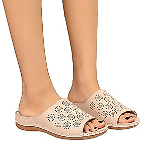 Style Sandals And Summer Fashion Hollow Flat Ladies Spring Roman Womens Slippers with Backs And Support