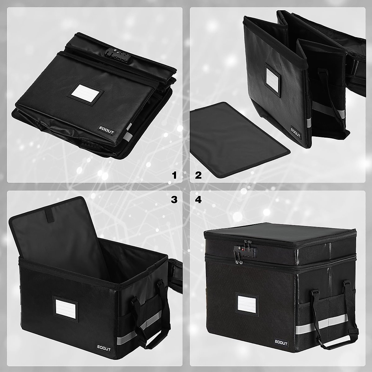 EOOUT Fireproof Document Box, 2 Layer File Organize Box, Portable Fireproof Waterproof Office Collapsible File Storage for Hanging Letter/Legal Size Folder/Certificate