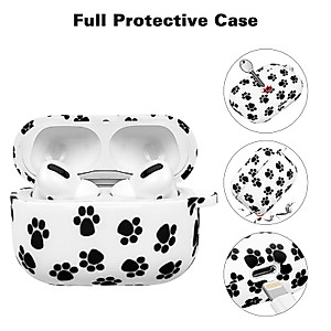 FRDERN AirPods Pro case with Keychain Soft Silicone Fadeless Pattern Printed Case Cover Skin Women Girls Men, Support Wireless Charging for AirPods Pro (Dag Paw)
