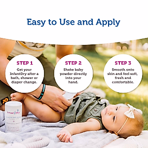 Infant Dry All Natural Baby Powder 5oz - Gentle Formula Talc Free, All Natural and Unscented Dusting Powder for Sensitive Baby Skin