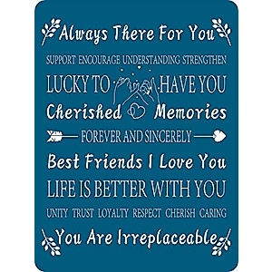 DOKEYWELL Best Friend Birthday Gifts for Women Unique Female Friendship Gifts for Bestie Fleece Throw Blanket 50"x60" (Seablue)