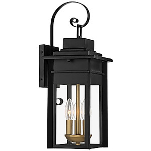 Franklin Iron Works Bransford Rustic Farmhouse Outdoor Wall Light Fixture Black 3-Light 19" Clear Glass Shade for Exterior Barn Deck House Porch Yard Patio Outside Garage Front Door Garden Home