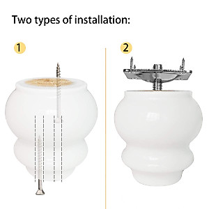 Btibpse 3'' Wooden Furniture Legs White Bun Feet Sofa, Chair, Loveseat, Ottoman, Dresser Foot Set of 4