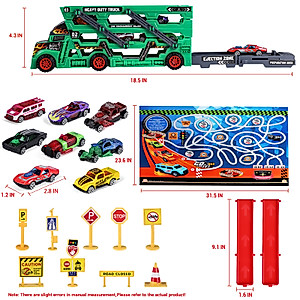 Toddler Boys Toys for 3-4 Year Old,Large Transport Cars Carrier Set Truck Launcher Toys with 8 Die-cast Vehicles Truck Toys Cars,Ideal Gift Toys for Kids Age 3-7