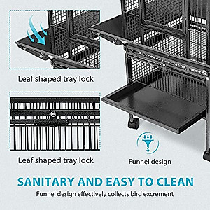 VIVOHOME 19 Inch Wrought Iron Bird Travel Carrier Cage with 72 Inch Wrought Iron Large Bird Cage