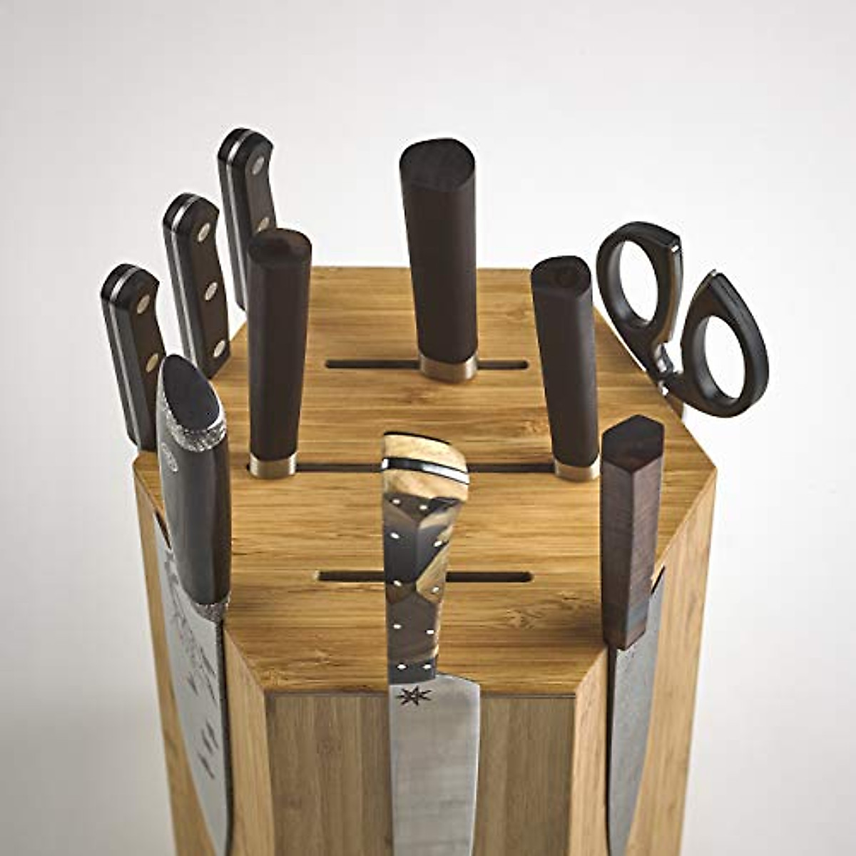 360KB MAX ™ - magnetic rotating knife block - w/top slots, capaciy for 20+ knives - largest in the 360 Knife Block ® family. (Honey Bamboo)
