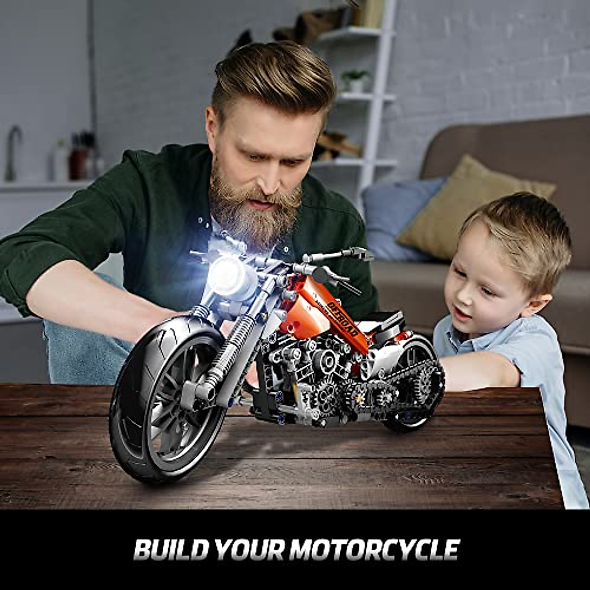 HOGOKIDS Motorcycle Building Block Set - 436 PCS Collectible Motorcycle Display Model, STEM Tech Motorbike Toy Collection Brick Kit, Birthday Gift for Adults Kids Boys Ages 6 7 8 9 10 11 12+ Years Old