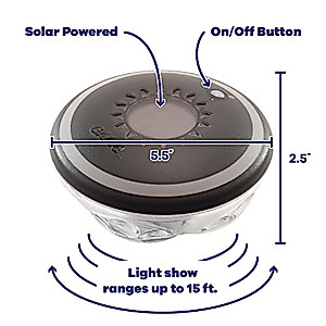 GAME 3547-BB Floating Show Underwater Pool, Solar Powered, 7 LED Light Modes, Lasts up to 6 Hours, Auto On/Off, 5.5 Inches Diameter, Grey