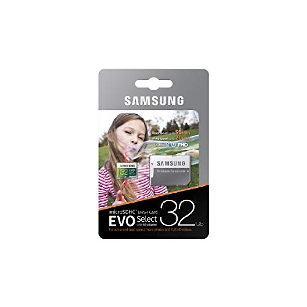 SAMSUNG (MB-ME32GA/AM) 32GB 95MB/s (U1) microSDHC EVO Select Memory Card with Full-Size Adapter