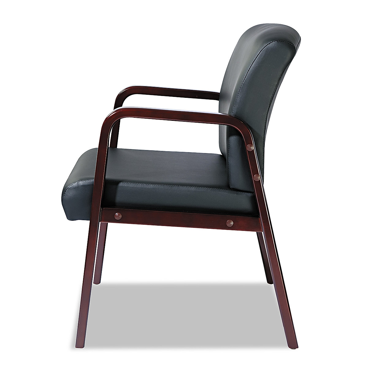 Alera ALERL4319M Alera Reception Lounge Series Guest Chair, Mahogany/black Leather