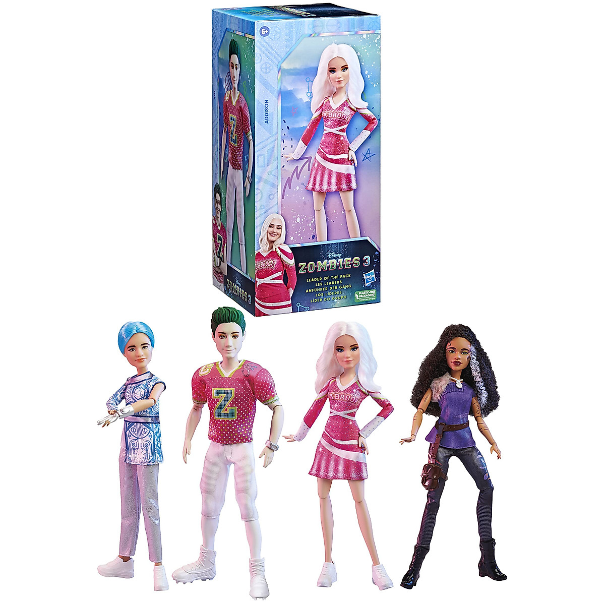 Disney Princess Zombies 3 Leader of The Pack Fashion Doll 4-Pack - 12-Inch Dolls with Outfits and Accessories, Toy for Kids Ages 6 Years Old and Up