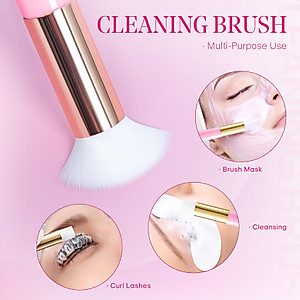 Setgnur Lash Shampoo for Lash Extensions 60ml Eyelash Extension Cleanser Lash Shampoo Cleaning Kit with Shampoo Brush & Mascara Brush-No Irritating Foaming Eyelash Makeup Remover for Home Salon Use