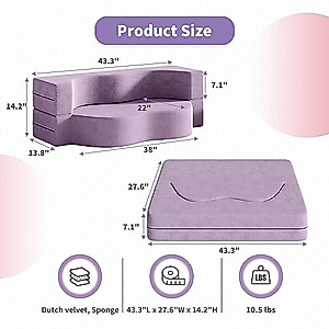 DEYGIA Kids Couch, 3 in 1 Toddler Couch Fold Out As Chairs, Sofa Bed, Jumping Bed, Kids Sofa for Girls and Boys, Toddler Sofa for Bedroom, Lounge, Playroom, Study Room (Blueberry)