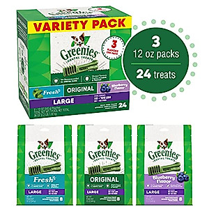 Greenies Large Natural Dental Care Dog Treats, 36 oz. Variety Pack, 3 Packs of 12 oz. Treats