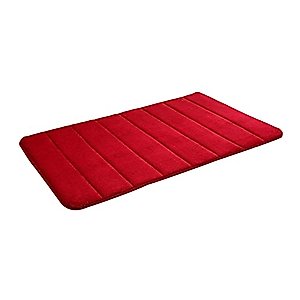 C-LARSS Memory Foam Floor Mat, Comfortable Quick Drying Bathroom Rugs, Non-Slip Ultra Absorbent Mat for Shower Wine Red