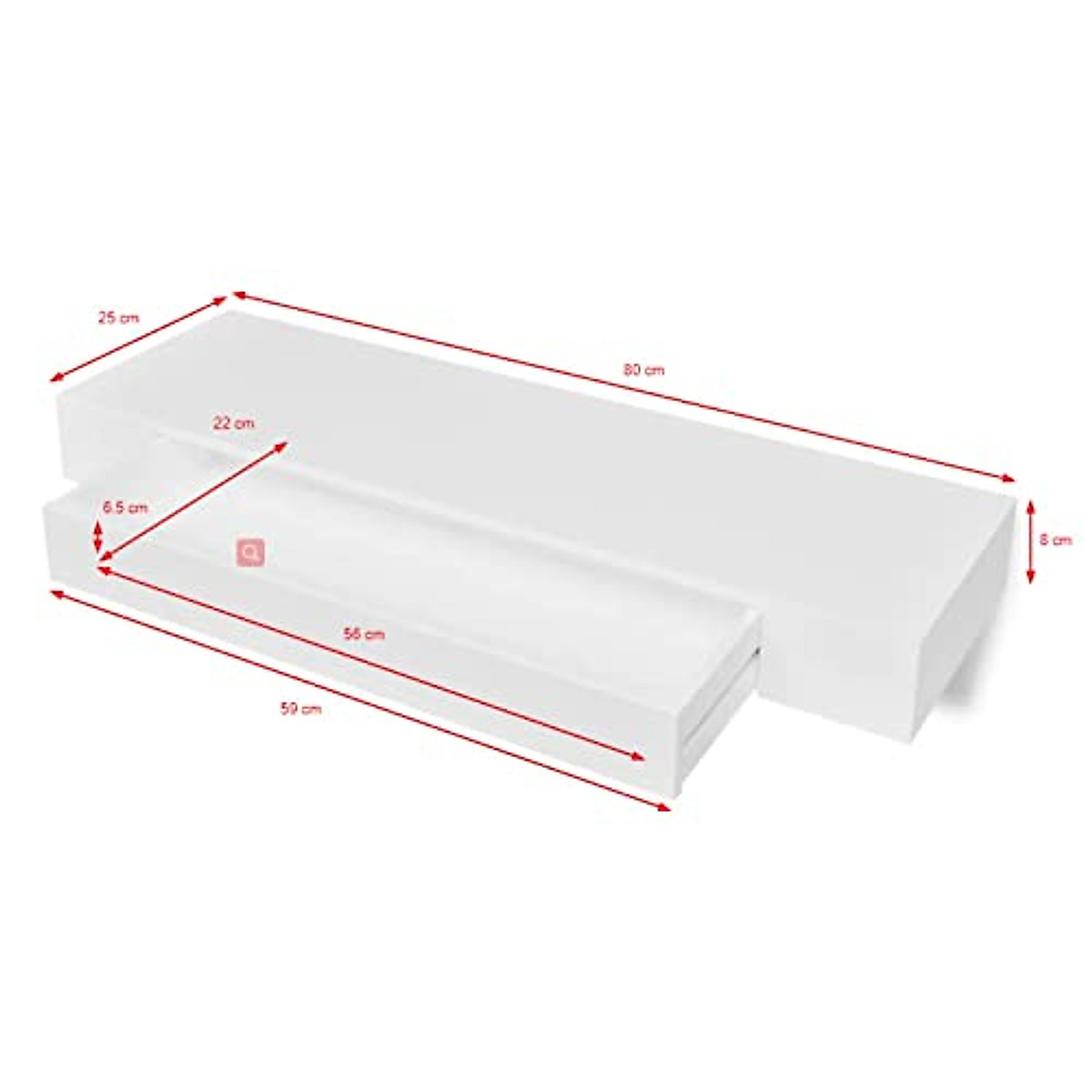 INLIFE MDF Floating Wall Display Shelf with Storage Drawer Wall Mounted Book DVD Storage Shelf for Living Room Home Office 31.5"x9.8"x3.1"(WxDxH)