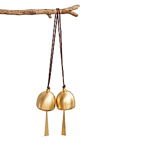 2Pcs Small Gold Plated Hanging Bell Decoration Bell Camping Tent Bells Windown Door Home Decoration Good Luck Bell Mini Hanging Bell Pendent