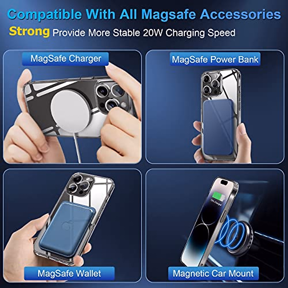 [2023 New] for iPhone 14 Pro Max Case with MagSafe, [Strong Magnet] [10FT Military Grade Protection] [Non-Yellowing] Magnetic Clear Slim Thin Cover for Apple 14 Pro Max Phone Case (Clear-Mag Safe)