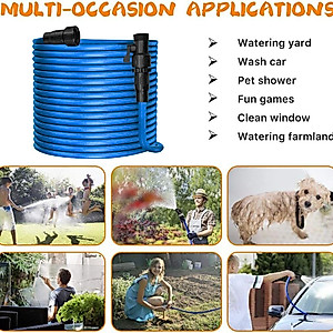 Ulelaxks 75FT Garden Hose, Water Hose, Elastic Garden Hose with 3/4" Fittings, Triple-layer Core, Garden Hose useful house gifts for Outdoor Lawn Car Watering Plants Blue