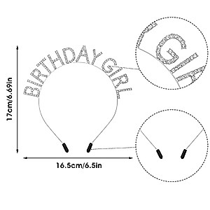 WLLHYF Birthday Crowns Girl Headband Birthday Sash Bling Rhinestone Hair Band Princess Tiara Sweet Happy Birthday Accessories for Women Girls Party Valentine's Day Festival Decorations