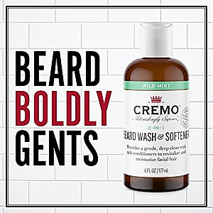 Cremo Wild Mint Beard and Face Wash, Specifically Designed to Clean Coarse Facial Hair, 6 Fluid Oz (Pack of 1)