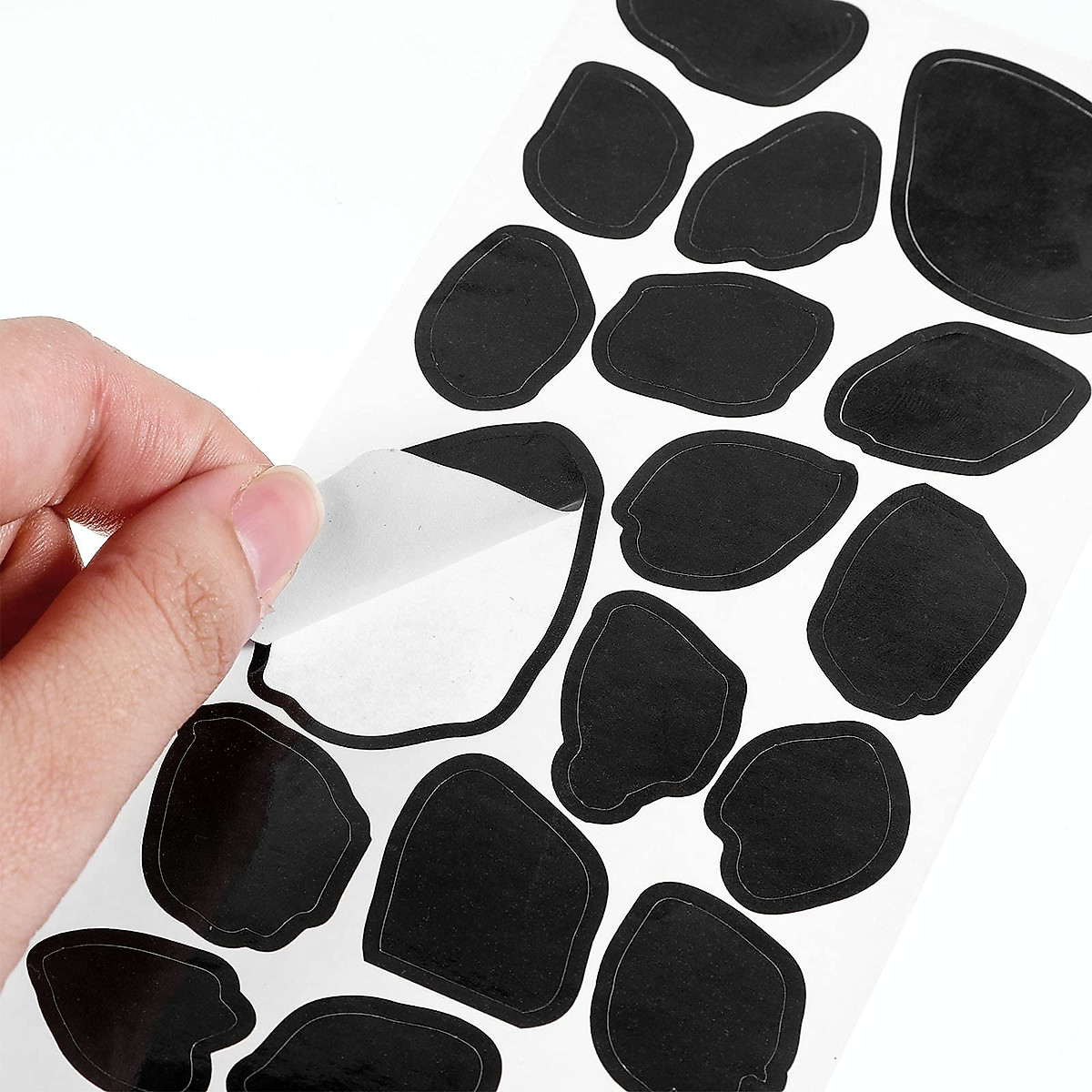 Chinco 12 Sheets Black Adhesive Circles Spotty Dog Circles Pads 216 Pieces Irregular Shape DIY Dots Label Dalmatian Spot Stickers for Halloween Party Dalmatian Costume Sewing DIY Decorations