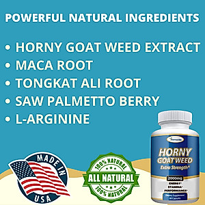 Diamond Elite Health Products Extra Strength Horny Goat Weed Extract - Energy, Performance, & Stamina Booster- with Maca, L-Arginine, Tongkat Ali for Men & Women - 60 Capsules