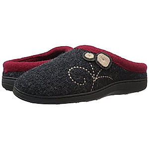 Acorn Women's Clog Slippers, Multi-Layer Memory Foam Footbed with Arch Support, Charcoal Button, 8-9