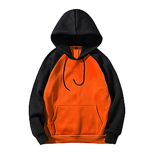 Mens Hoodies, Black Hoodie Men Men's Hoodies And Blue Hoodies With Designs Street Man Loose Blank Fleece Sweater Large Long Sleeve Hoodie Grey Oversized Sweater Zip Up Heavy Duty (L, Orange)