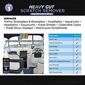 Rolite - RHCSR4z Heavy Cut Scratch Remover (4 fl. oz.) for Plastic & Acrylic Surfaces Including Marine Strataglass & Eisenglass, Headlights, Aquariums
