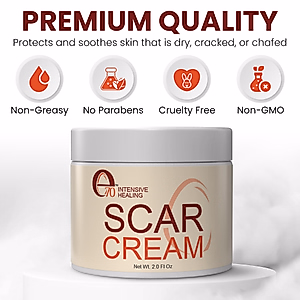 e70 Intensive Healing Scar Cream - Fast Repair Surgical Scars, C-Section, Stretch Marks, Keloids, Burns, Old & New Scars. Vitamins Full - All Skin Types - Reduce Acne Spots Appearance - 2.0 Fl Oz