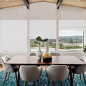 SUNFREE Cordless Roman Shades for Windows, Blackout Room Darkening Roman Blinds, Thermal Insulated Window Blinds Treatment, Washable Roman Blind for Living Room, Bedroom, Kitchen, 33" x 64", White