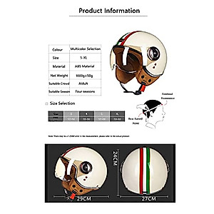 Women's 3/4 Open Face Motorcycle Retro Helmets Fashion Cool Girl Half Helmet,Commute Scooter Vespa Helmet,for Cruiser Chopper ATV Vintage Helmet with Endoscope,DOT Certified,Unisex-G-X-Large