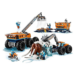 City Arctic Mobile Exploration Base Toy, Crane Vehicle Platform & Trailer, Construction Toys for Kids