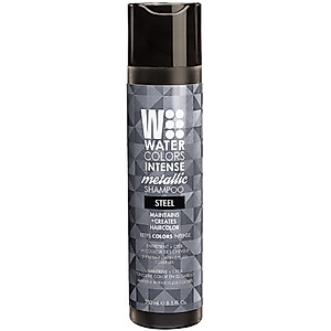 Watercolors INTENSE METALLIC Semi Permanet Color Depositing Shampoo-Sulfate & Paraben Free to Maintain & Enhance Hair Color 8 fl oz - STEEL