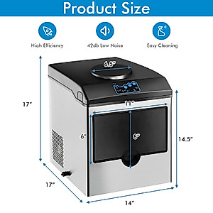 PETSITE 2-in-1 Ice Maker Water Dispenser Countertop, Portable Electronic Machine with Water Cooler Dispenser, 48 LBS/Day, 3 Size Ice Cube, Fast 6 Mins, Stainless Steel