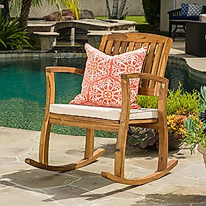 Christopher Knight Home Selma Acacia Rocking Chair with Cushion, Teak Finish